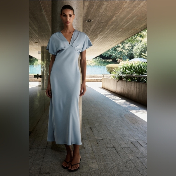 Zara | Dresses | Zara Light Blue Maxi Dress | Poshmark